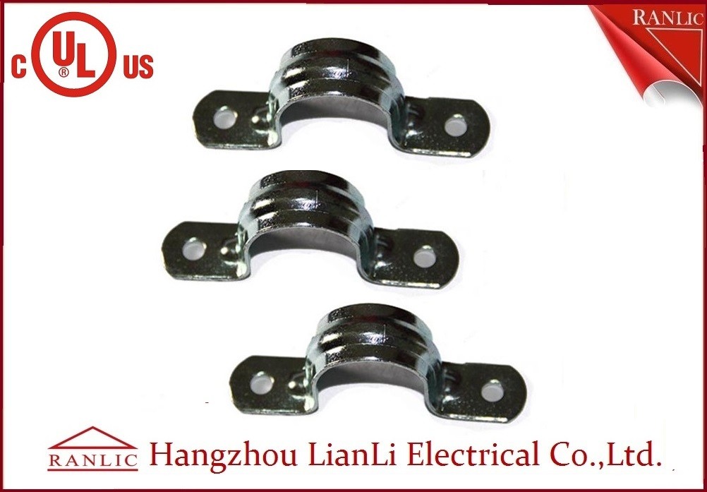 ISO9001 Electro Galvanized EMT Straps Clamps with Two Hole , 3/4" 1" Up ...