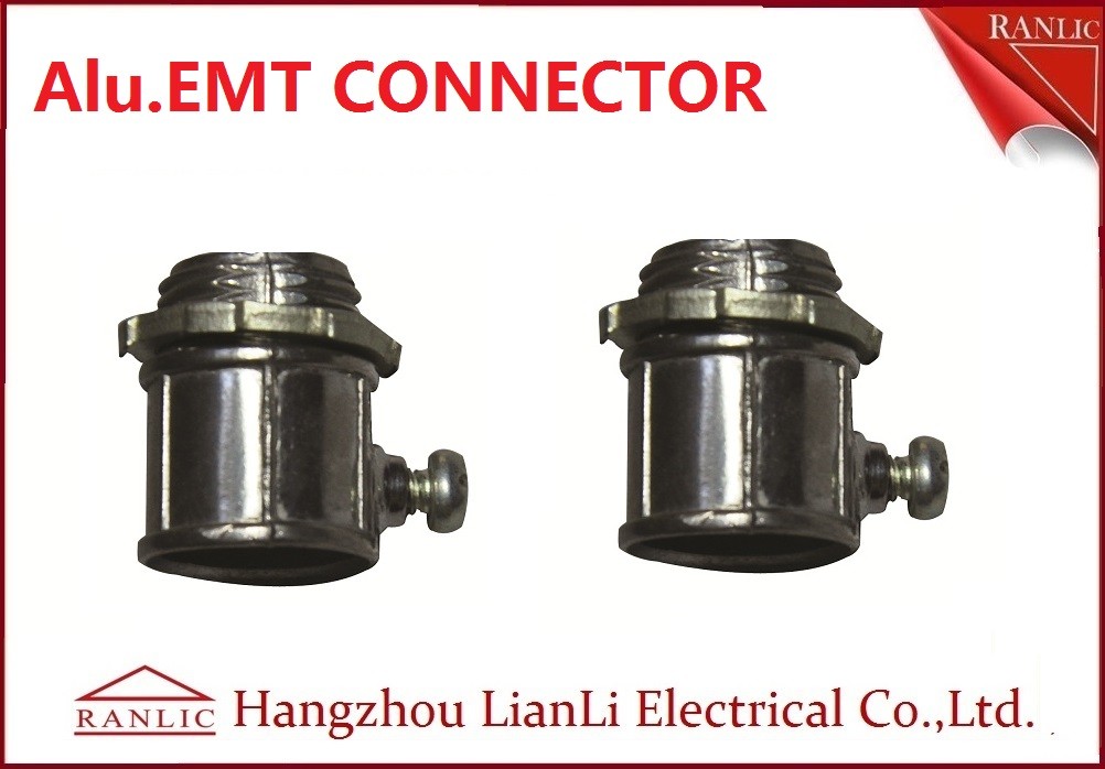1/2 EMT Connectors Fittings , Aluminum Alloy 4 EMT Connector Customized